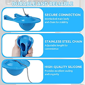 2 Pack 3 Inch Toilet Flapper Replacement Compatible with Gerber 99-788, Universal Water-Saving Long Life with Stainless Chain for 3-Inch Flush Valves, Easy Install- Blue