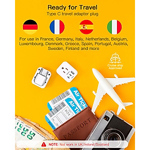 [2-Pack] European Travel Plug Adapter, Foldable International Plug Adapter with 2 AC Outlets 3 USB Ports(2 USB C), Type C Travel Essentials to Most Europe EU Spain Italy France Germany