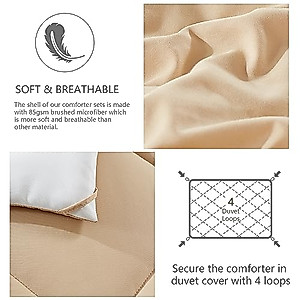 NexHome Twin Comforter Set - Khaki Comforter Twin Size Bedding Set - Soft Down Alternative Comforter Bed Set All Seasons 2 Pieces for Kids Boys Girls- 1 Comforter (68"x88") + 1 Pillow Sham (20"x26")