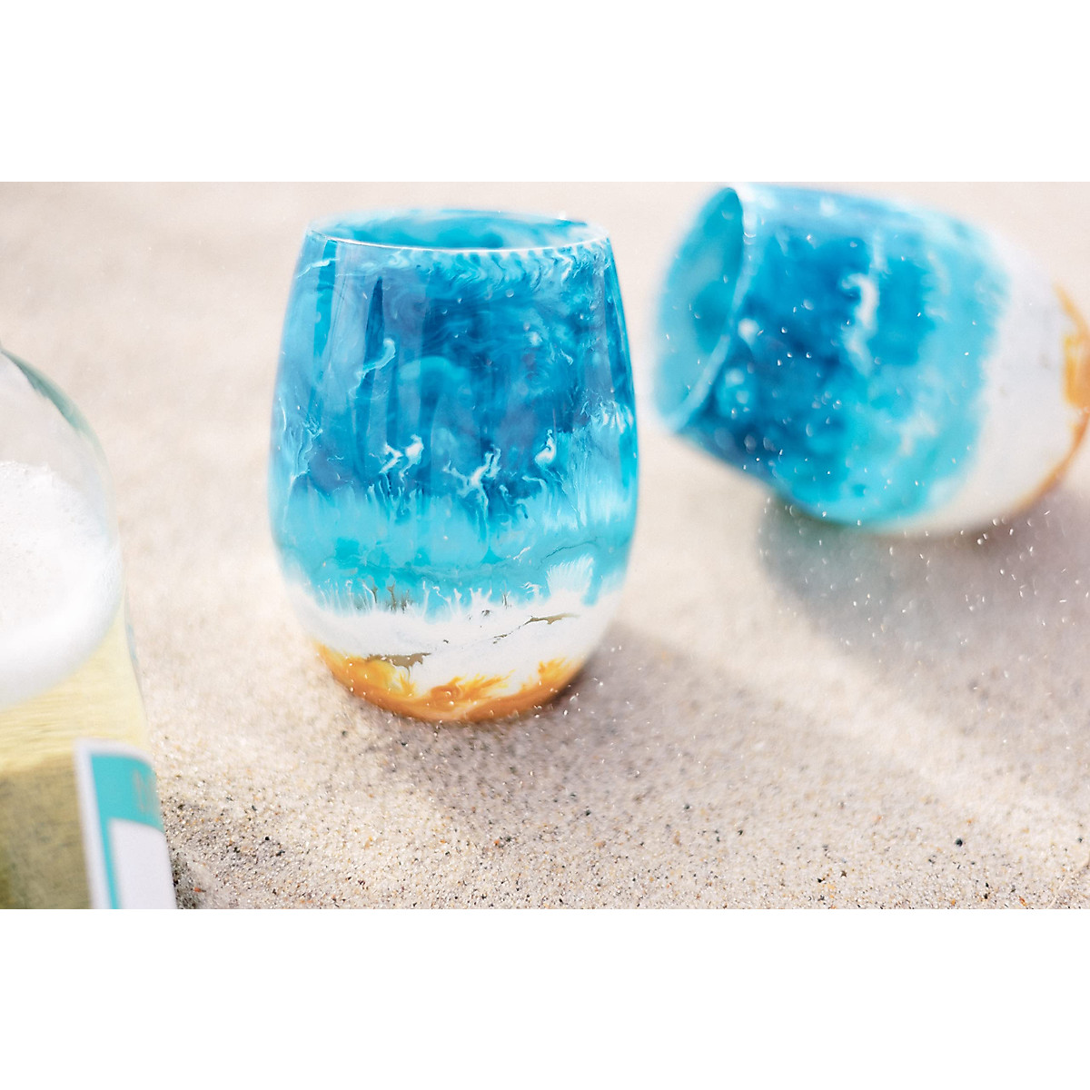 Beach Themed Wine Glass Gift For Mom, Destination Wedding Stemless Wine Glass Gift For Her