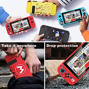 oqpa for Nintendo Switch Case Cute Kawaii Cartoon Design Cover, Fun Funny Fashion Cool Switch Game Shell for Girls Kids Women Screen Protector Glass + IMD Hard Cases for Nintendo Switch (Malio)