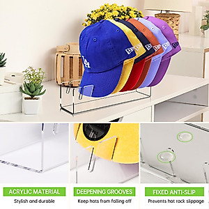 Phsycolv 2024 New Hat Stand for Baseball Caps Display and Organizer, No Install Acrylic Hat Holder for 14 Baseball Caps for Bedroom, Closet, Dresser (2PCS), Unique Gift for Hat lovers