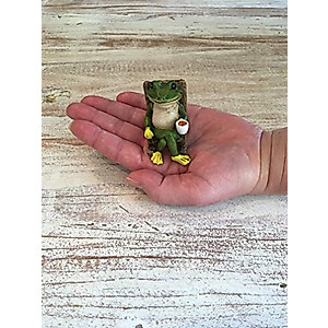 Miniature Frog Garden Statue - 2" Tall - Mini Outdoor Accessory Figurine for Fairy Garden