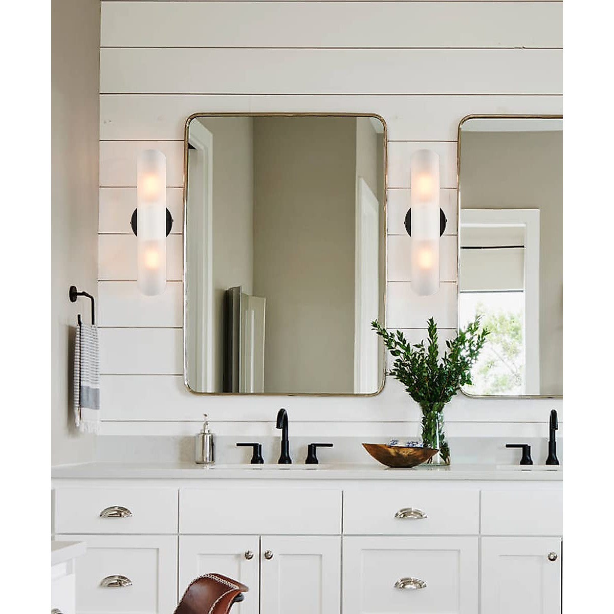 DAYCENT Modern Farmhouse Black Bathroom Light Fixtures Wall Sconces Set of Two Cylinder Sconce Lighting