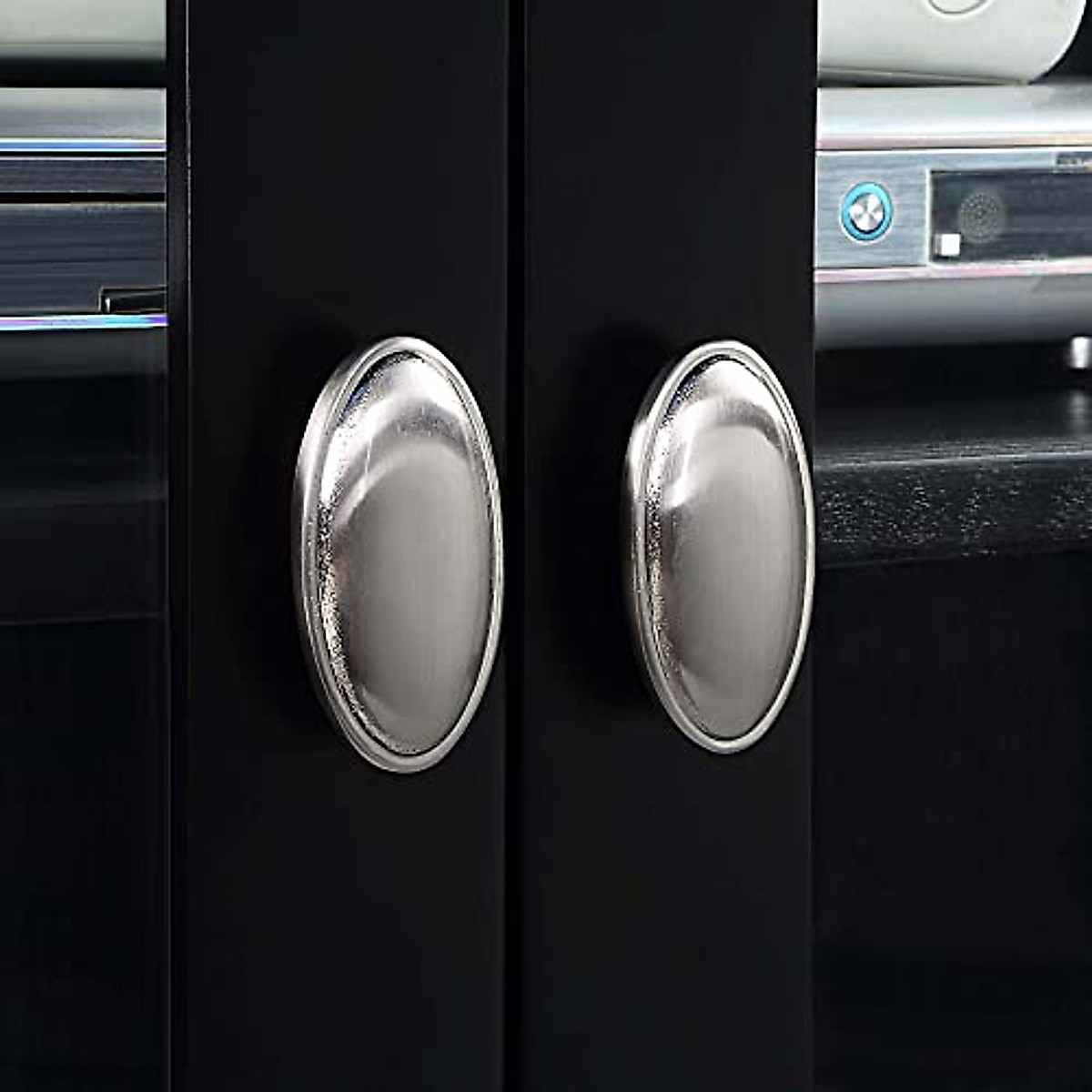 Summit Highboy TV Stand with Storage Cabinets and Shelves , Black