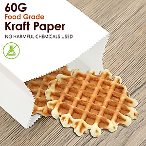 Kslong 100PCS Mini White Paper Bags, Small Paper Treat Bags l LB, Kraft Paper Sandwich Cookies Bags Bulk for Candy, Snack, Popcorn, Lunch, Party Favor, Thank You Gift Packaging 3.5x2.2x6.7 Inch