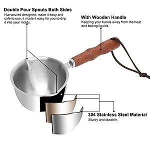 150ML Stainless Steel Boiler Pot with Heat Resistant Wood Handle, Melting Pot Universal for Melting Chocolate, Butter, Cheese, Caramel and Candy
