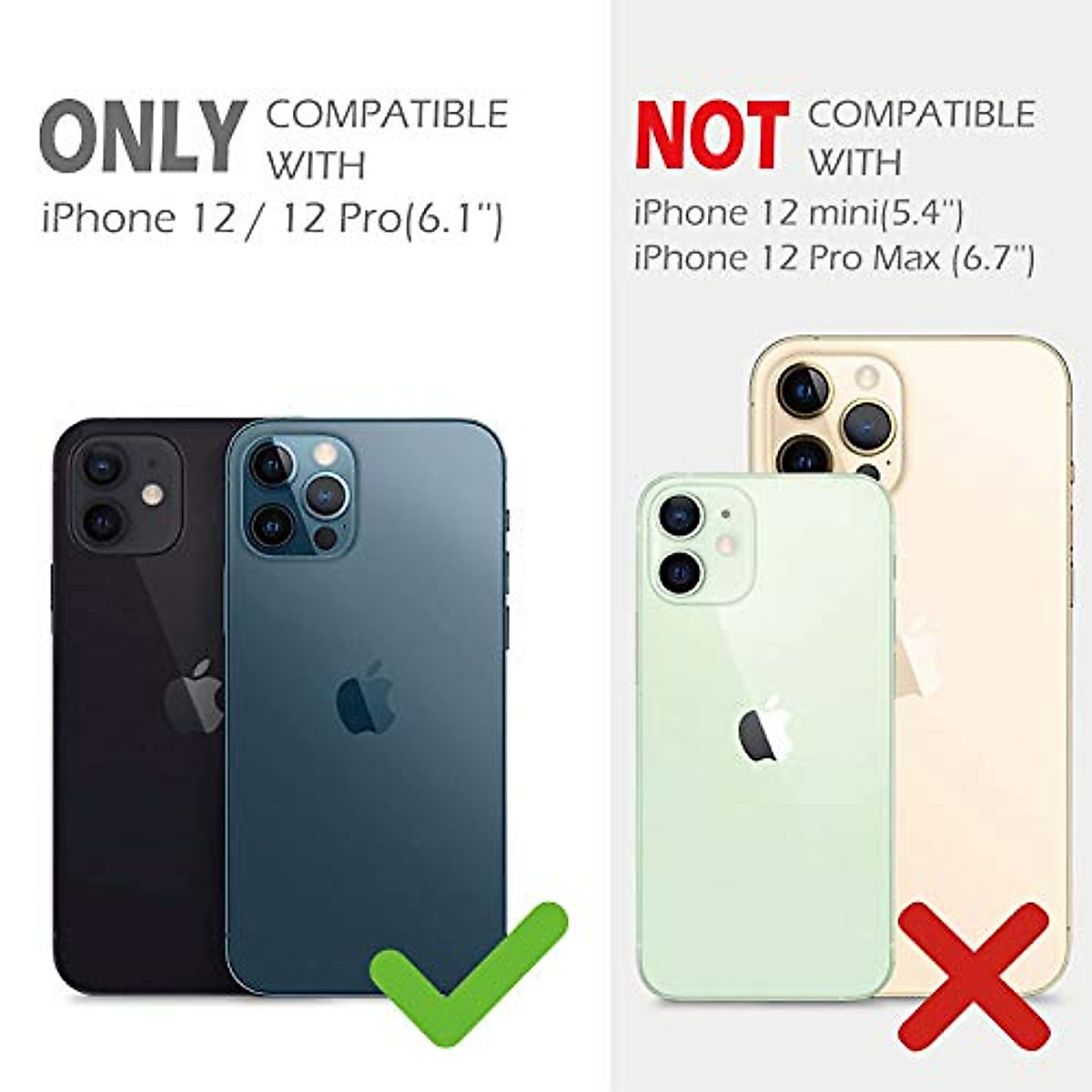 imluckies Compatible for iPhone 12/12 Pro Case with Camera Cover, Hard PC Back & Soft Bumper, Protective & Slim Fit, Camera Protection Case for iPhone 12&12 Pro 6.1" 2020-Black