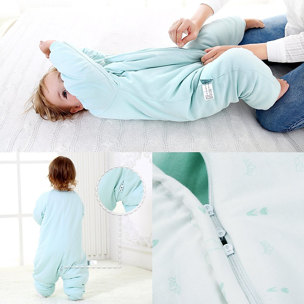 RESTCLOUD Baby Sleep Bag with Feet Winter, Wearable Blanket with Legs, Sack for Toddler Thicken 2.5 TOG (18-36 Months, Medium) Blue