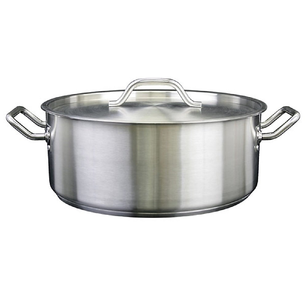Thunder Group SLSBP015, 15 Quart Stainless Steel Brazier with Cover, Commercial Braising Pan with Lid, Professional Braiser