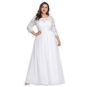 Ever-Pretty Long Sleeve PlUSSize Long Sleeve Formal Wedding Party Gowns for Bride White US18