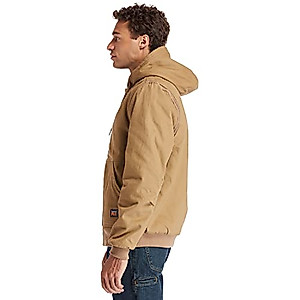 Timberland Men's Gritman Lined Canvas Hooded Jacket Outdoors Equipment, Dark Wheat, L