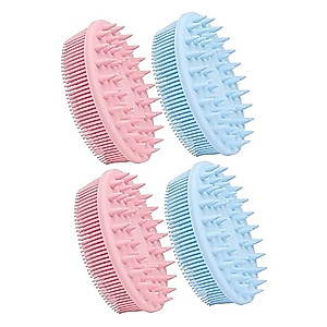 FOMIYES 4 pcs Handle Women Dual-Sided Scrubbing Double-Sided Pet Shower Silicone Massager Washer Looafh Double Shampoo Side Head Bath Brush Cleaning Body Double- Men