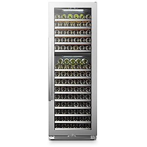 LANBOPRO Wine Cooler Refrigerator 153 Bottle Built-in Dual Zone Wine Cooler, Seamless Stainless Steel Trimmed Door, 24 Inch