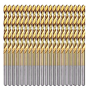 20pcs 11/64" x3-1/4" Round Shank HSS Titanium Coated Twist Drill Bits for Metal