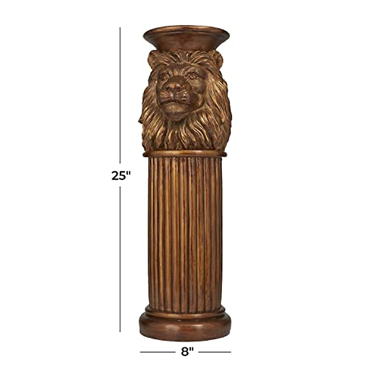 Deco 79 Polystone Lion Pedestal Table, 8" x 9" x 25", Bronze