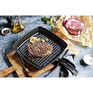 Staub American Grill Pan Cast Iron Suitable for Induction Cookers 30 cm Black