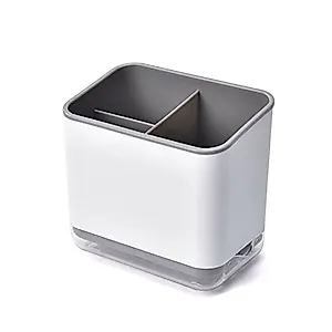 Utensil Holder Cutlery Drainer Sink Caddy, Chopsticks Holder Spoon Chopsticks Fork Drain Rack Basket Storage Holder Organizer Compartment Box-Grey