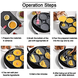 SI FANG 4-Cup Nonstick Egg Frying Pan Pancake Omelette Pan, Aluminium Alloy Fried Egg Pan With Wood Handle, 100% PFOA Free Egg Cooker Non Stick Egg Skillet for Egg Mcmuffin, Omelet, Burgers