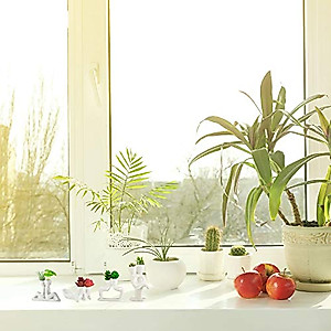 Potchen 4 Pieces Ceramic Air Planters Holder People Head White Cute Table Top Display for Air Plants Lovers DIY Decoration Home Office Holiday (Lovers Style)