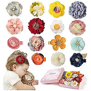 15 Pack Baby Girls Hair Clips Hair Bows Fully Lined Non Slip for Fine Handmade Hair Accessories for Newborn Infant Toddler Kids