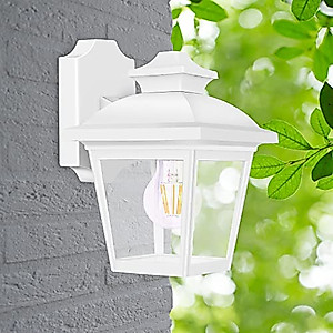 FUDESY Outdoor Wall Lantern, Exterior Waterproof Porch Light, Plastic Material Wall Sconce Light Fixture for Front Door, Garage, Patio, White, FDS746E26W (Bulb Included)