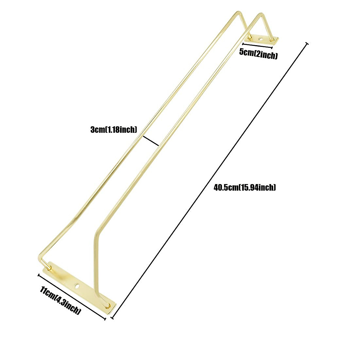 zoohot 40.5cm Gold Wine Glass Rack, Stemware Rack, Wire Hanging Rack, Under Cabinet Metal Wine Glass Holder 2 Pack