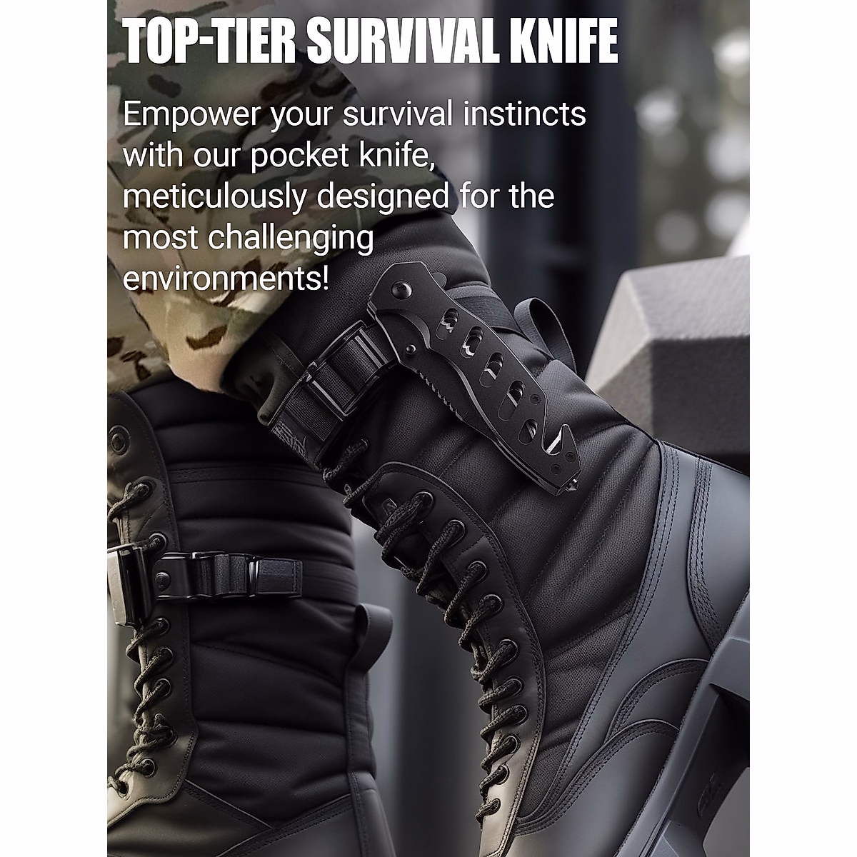 Tactical Legal Knife for Men Women - 2.68 Inch Serrated Blade Small Black Pocket Knife with Glass Breaker Seatbelt Cutter - Cool Folding Knives for Camping Work EDC - Mens Birthday Gift Ideas 6655 B