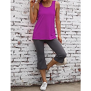 Cakulo Workout Long Tank Tops for Women Plus Size Loose Fit Athletic Shirts Exercise Gym Muscle Active Yoga Swimwear Sport Swimwear Razorback Sleeveless Tops Heather Purple 3XL