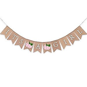 Gankbite Pumpkin It's A Girl Burlap Banner Pink Fall Baby Shower Garland Little Pumpkin Theme Decoration
