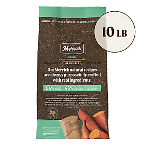 Merrick Premium Grain Free Dry Senior Dog Food, Wholesome And Natural Kibble, Real Chicken And Sweet Potato - 10.0 lb. Bag