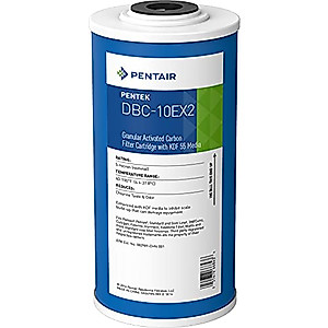 Pentair Pentek DBC-10EX2 Carbon Water Filter, 10-Inch, Whole House Heavy Duty Granular Activated Coconut Shell Carbon Cartridge with KDF 55 Media, 10" x 4.5", 5 Micron
