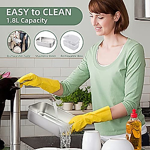 75W Electric Lunch Box Food Heater, 1.8L Large Capacity Heated Lunch Boxes for Adults/Work/Car/Office, 3 in 1 12V/24V/110V Food Warmer Lunch Box with Fork/Spoon and Insulated Carry Bag (Dark Green)