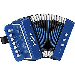 Kiddire Kids Accordion, 10 Keys Button Toy Accordion Musical Instruments for Children Kids Pre-Kindergarten Toddlers Beginners(Blue)