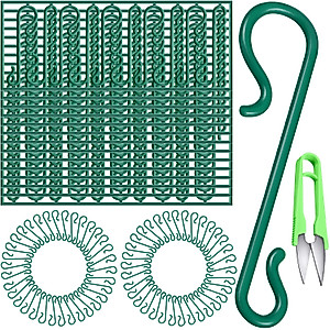 Frienda 300 Pcs Christmas Plastic Ornament Hooks with Scissors Green Ornament Hangers Mini S-Shaped Hooks for Xmas Tree Ball Home Decoration