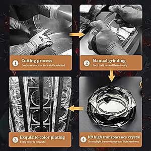 Bicico Crystal Glass Ashtray, Cigar Ashtray, Cool Ashtrays for Cigarettes Indoor, Ash Tray Holder Home Office Desktop Tabletop Hotel Indoor Outdoor Decoration, Black