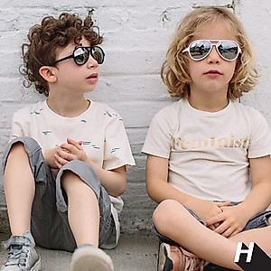 Hipsterkid Aviator Sunglasses Kids Toddler Polarized Sunglasses Shatter-Resistant Lenses Stay-On Strap 100% UV Protection Christmas Gift (Black, 0-2 Years)