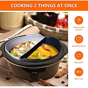 Lineware Slow Cooker Divider Liners for 6-8 QT Crockpot, Silicone Reusable Compatible for Crock Pot Liners Divider Inserts,Dishwasher Safe, Oval Shape,Leakproof & Easy Clean，BPA Free(Upgraded Thicker)