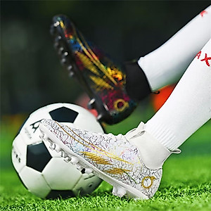 Mikrydco Women Soccer Cleats Mens Football Boots Professional High-Top Turf Shoes Big Boys Girls Sneakers Outdoor Indoor Competition Training