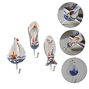 Hohopeti 3Pcs Ocean Theme Clothes Hooks Creative Hangers for Hats and Accessories Random Styles for Home Decor and Organization Nautical Inspired Wall Hooks