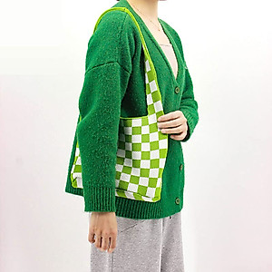 Checkered Bags for Women, Checkered Purse, Checkerboard Tote Bag, Plaid Tote Handbag, Versatile Street Fashion Bag (brown white)