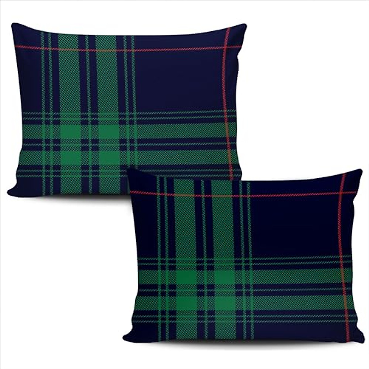 RYANZA Set of 2 Throw Pillow Covers, 20x26 Inches Standard Home Decor Pillowcase Cushion Cases Decorative Pillow Cases for Accent Couch Sofa Bedroom, Plaid Christmas New Year Tartan Check Holiday