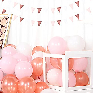Pink White Rose-gold Small Balloons - 5 Inch 60pcs Round Latex Balloon Gender Reveal Birthday Graduation Wedding Engagement Baby Bridal Shower Party Decorations Lasting Surprise