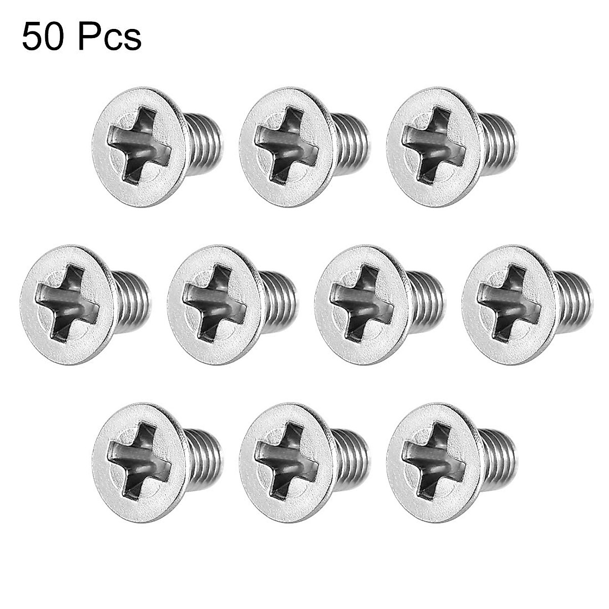 uxcell M3x5mm Flat Head Machine Screws, Phillips Cross Screw, 304 Stainless Steel, Fasteners Bolts 50Pcs