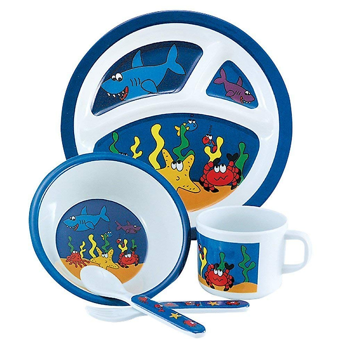 Under The Sea 5 Piece Children's Melamine Mealtime Set