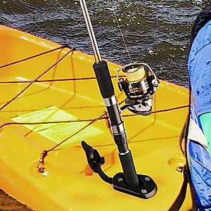 3Pcs Kayak Deck Flush Mount Fishing Boat Rod Holders with Cap Cover Embedded Fishing Holders Kayak Paddle Accessories Fishing Rod Bracket, Black, 7.9 x 6.7 x 1.6 inches