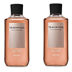 Bath and Body Works, Signature Collection Teakwood 2-in-1 Hair + Body Wash (2 Pack)
