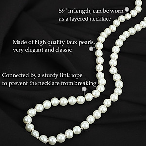 YADOCA 1920s Faux Pearl Necklace Earrings For Women Flapper Beads Long Pearls Necklace For Halloween Costume Jewelry Accessories