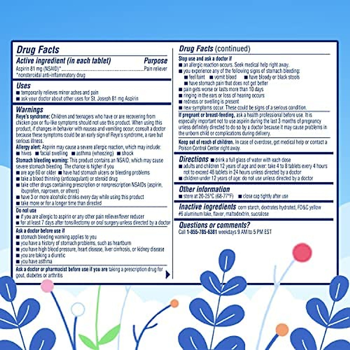 St. Joseph Aspirin Pain Reliever, Chewable Flavored, Low Dose, Orange, 108 Count (69536-181-15)