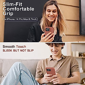 Vooii Compatible with iPhone 14 Pro Max Case, Upgraded Slim Liquid Silicone Case, [Anti-Scratch Soft Microfiber Lining] Full Covered Soft Gel Rubber 14 Pro Max iPhone Case 6.7 inch - Caramel